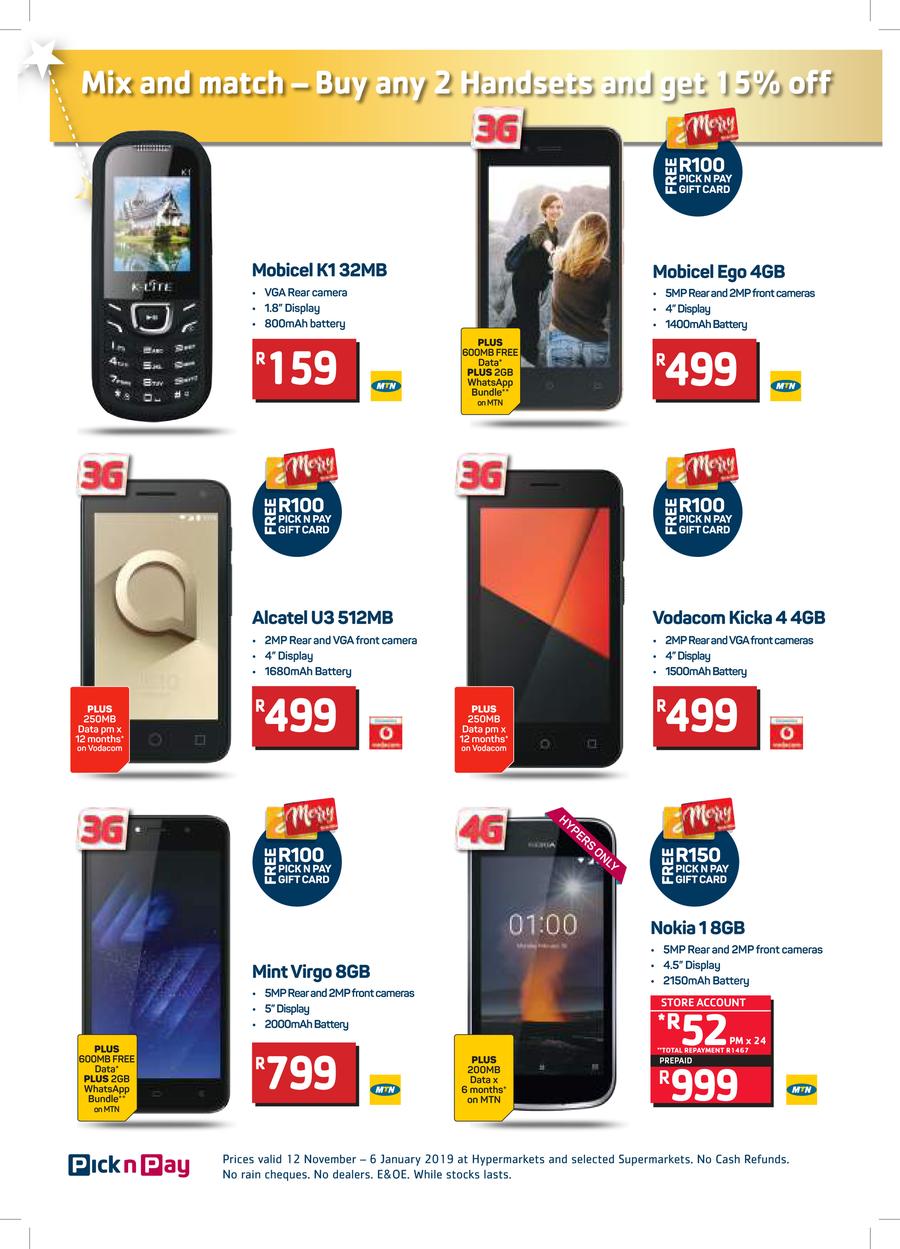 Pick n Pay : Cellular Deals (12 Nov - 06 Jan 2019) — www.guzzle.co.za