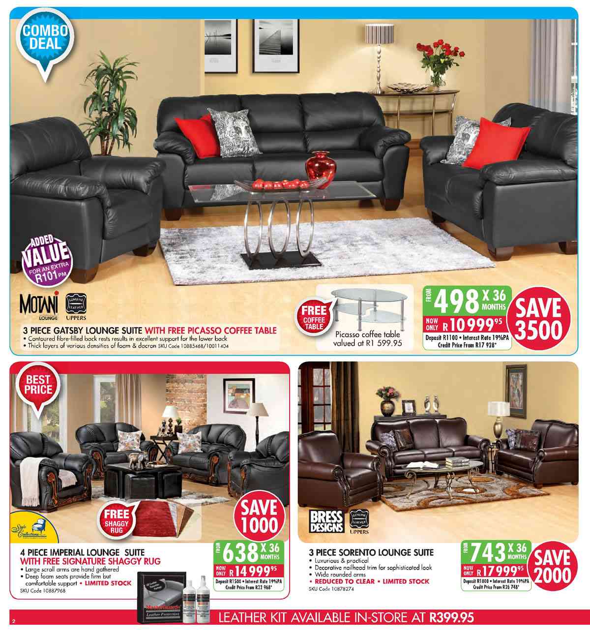 Special Motani Lounge 3 Piece Gatsby Lounge Suite — www.guzzle.co.za