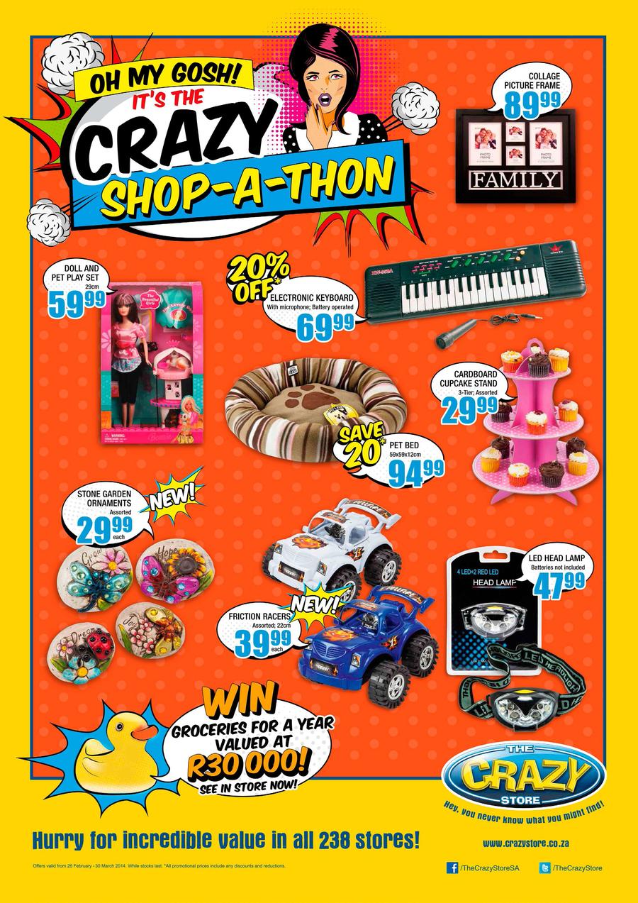 The Crazy Store : Shop-A-Thon (26 Feb - 30 Mar 2014) — m.guzzle.co.za