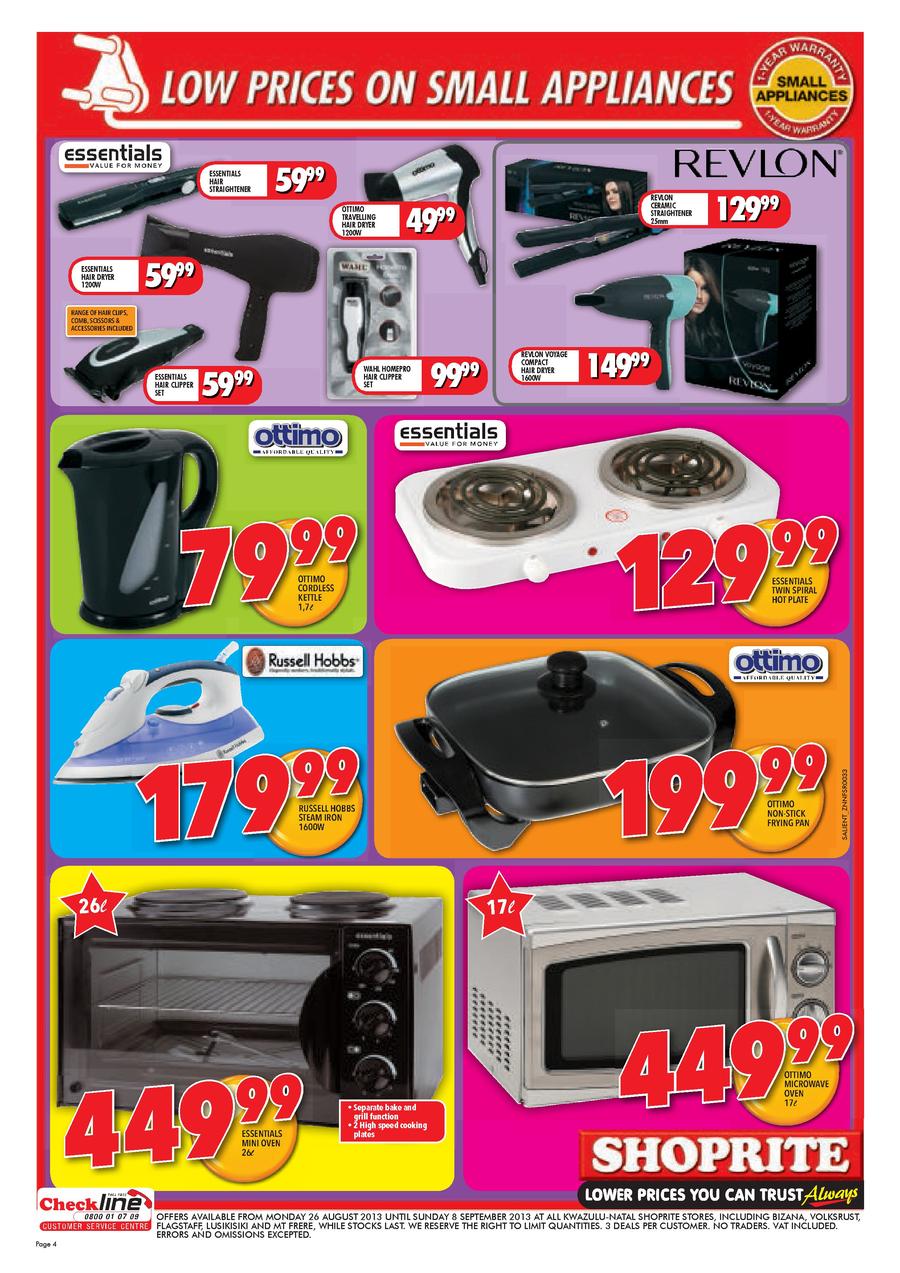 Shoprite KZN : The Giant Small Appliance Promotion (26 Aug - 8 Sep 2013 ...