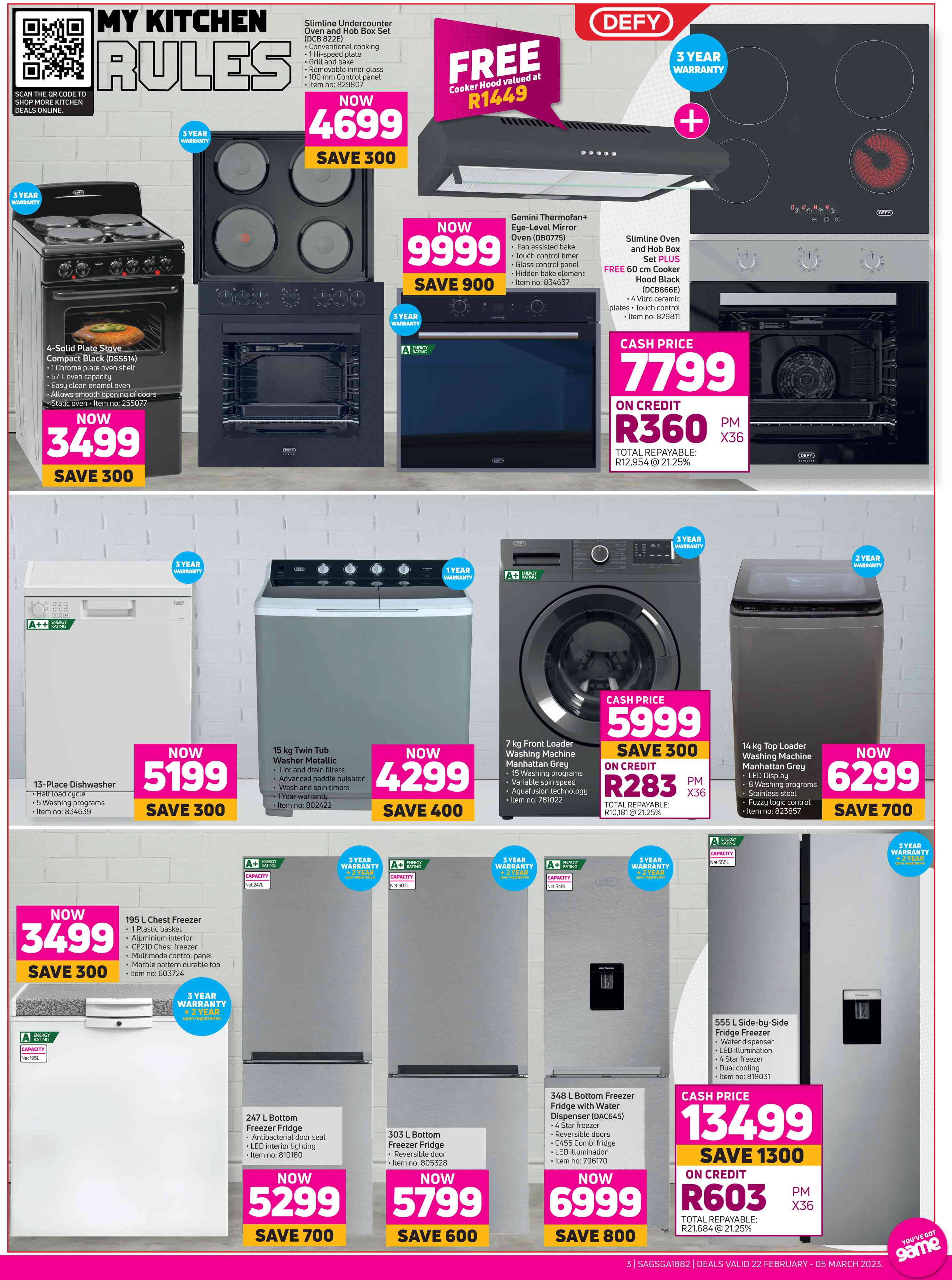 Special Defy Slimline Oven & Hob Box Set Plus Free 60cm Cooker Hood ...