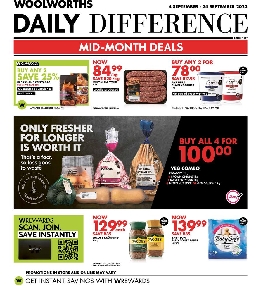 Woolworths KwaZulu-Natal : Daily Difference (04 September - 24 ...