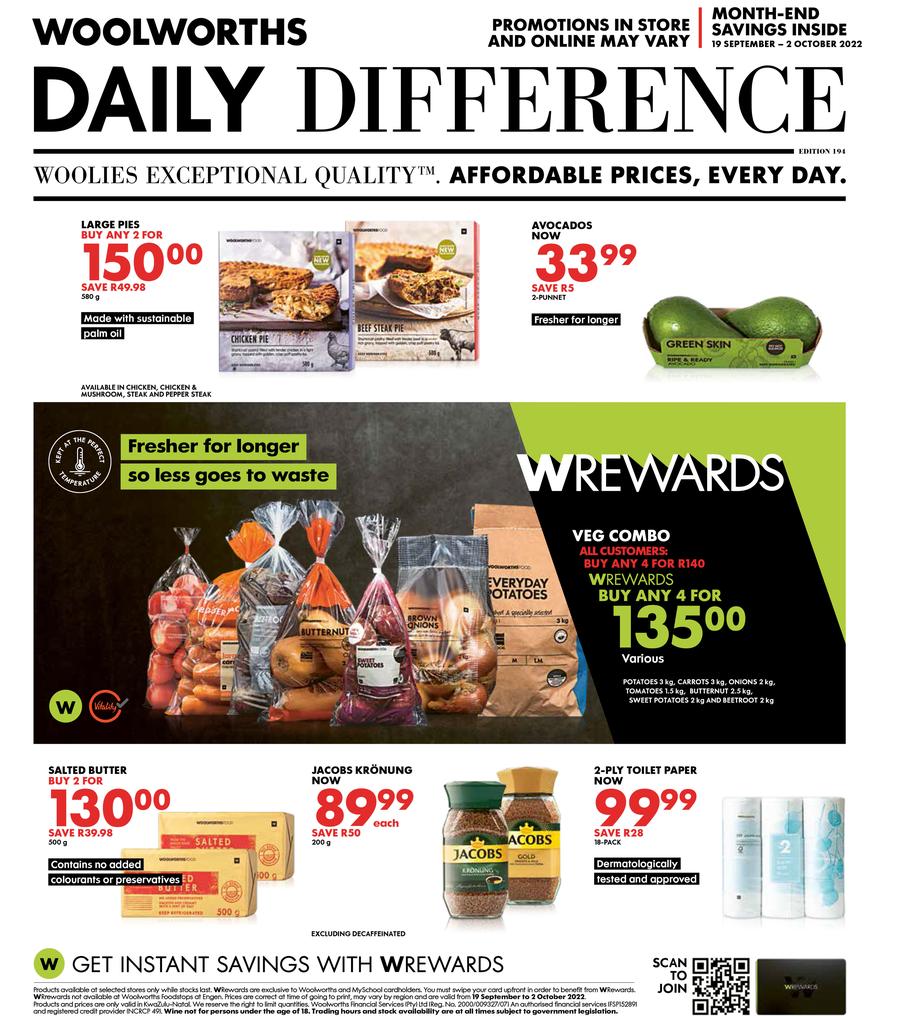 Woolworths KwaZulu-Natal : Daily Difference (19 September - 02 October ...
