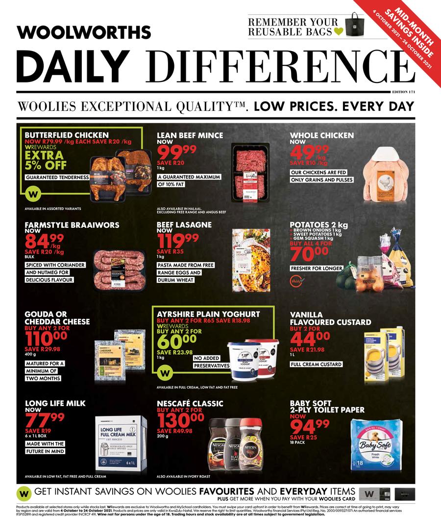 Woolworths KwaZulu-Natal : Daily Difference (04 October - 24 October ...