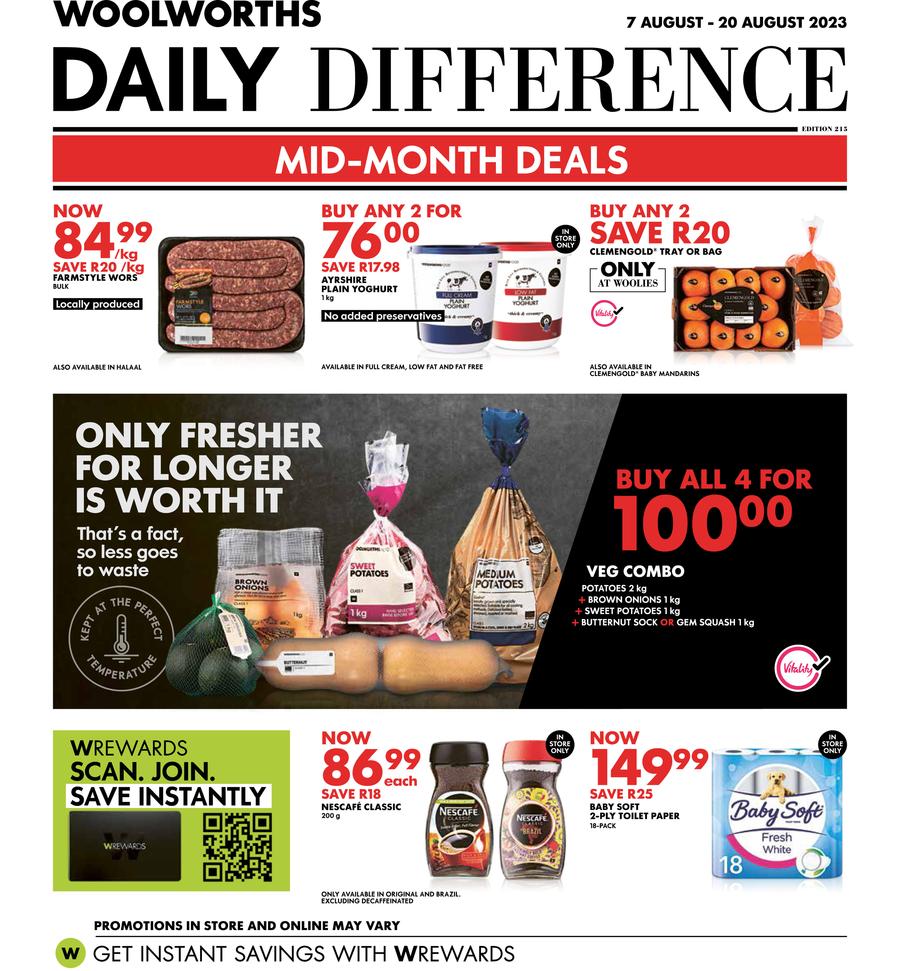 Woolworths KwaZulu-Natal : Daily Difference (07 August - 20 August 2023 ...