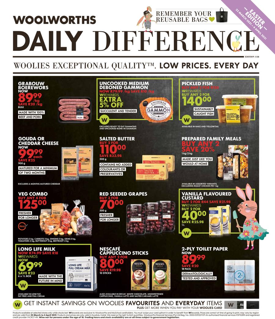 Woolworths KwaZulu-Natal : Daily Difference Easter Edition (22 March ...
