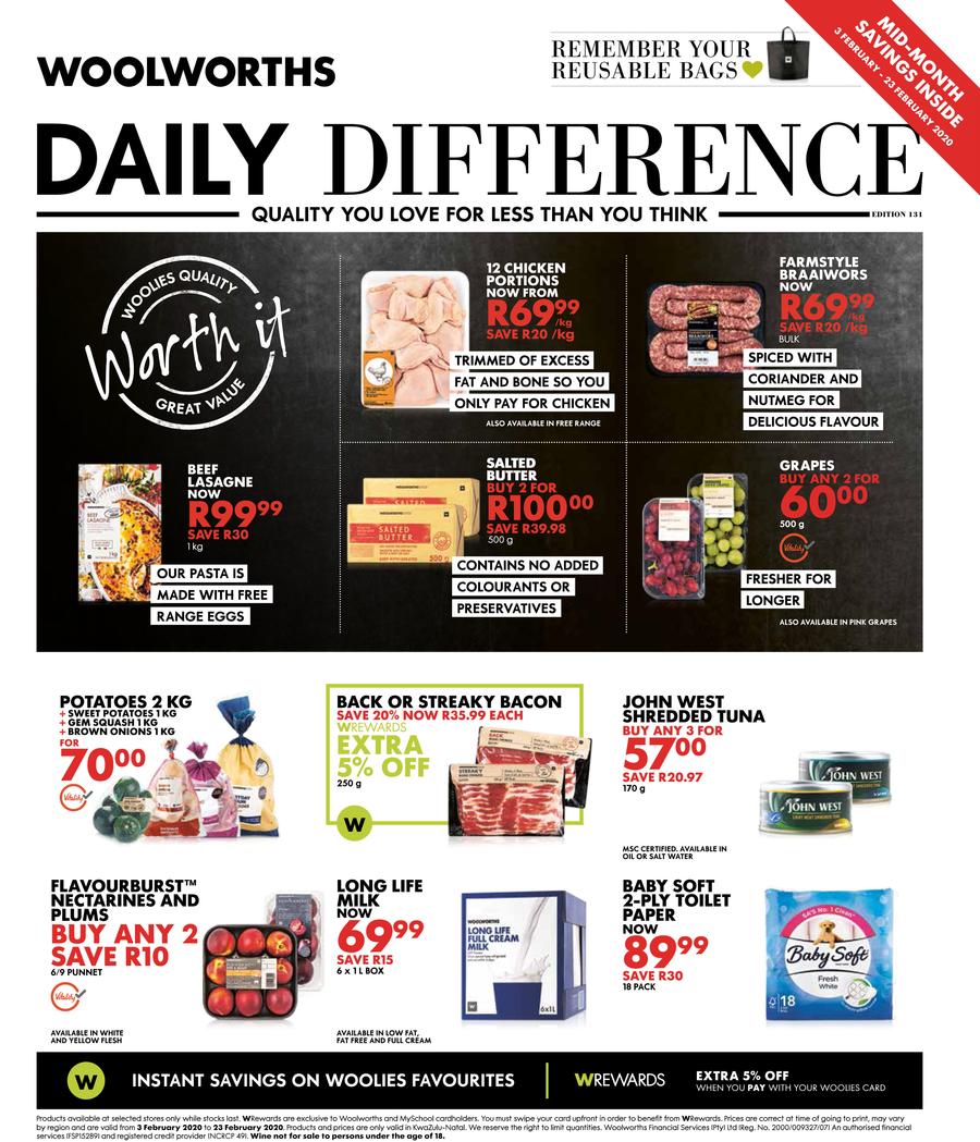 Woolworths KwaZulu-Natal : Daily Difference (3 Feb - 23 Feb 2020) — m ...