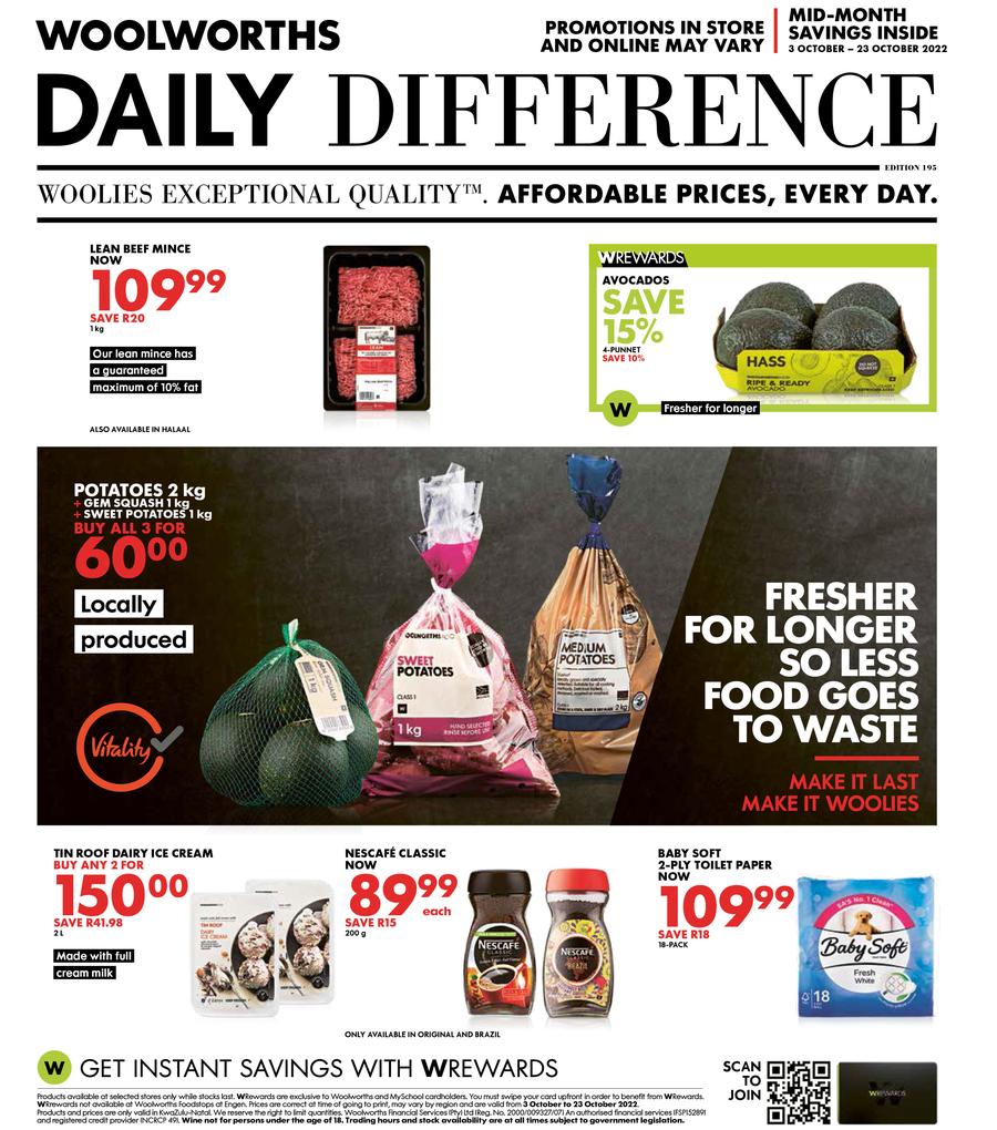 Woolworths KwaZulu-Natal : Daily Difference (03 October - 23 October ...