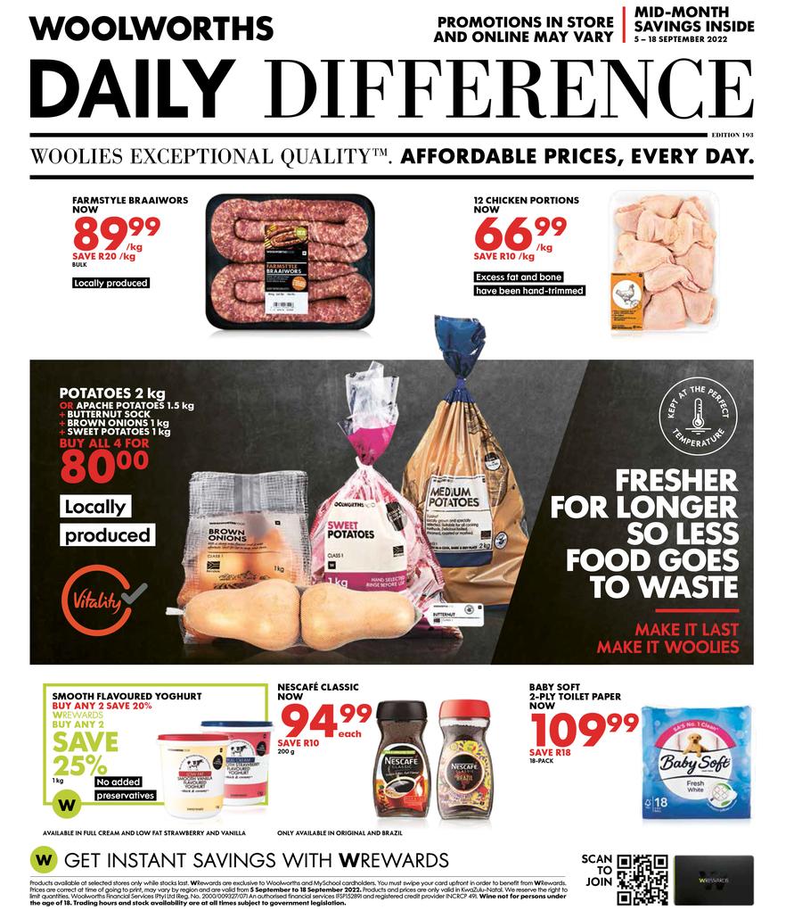 Woolworths KwaZulu-Natal : Daily Difference (05 September - 18 ...