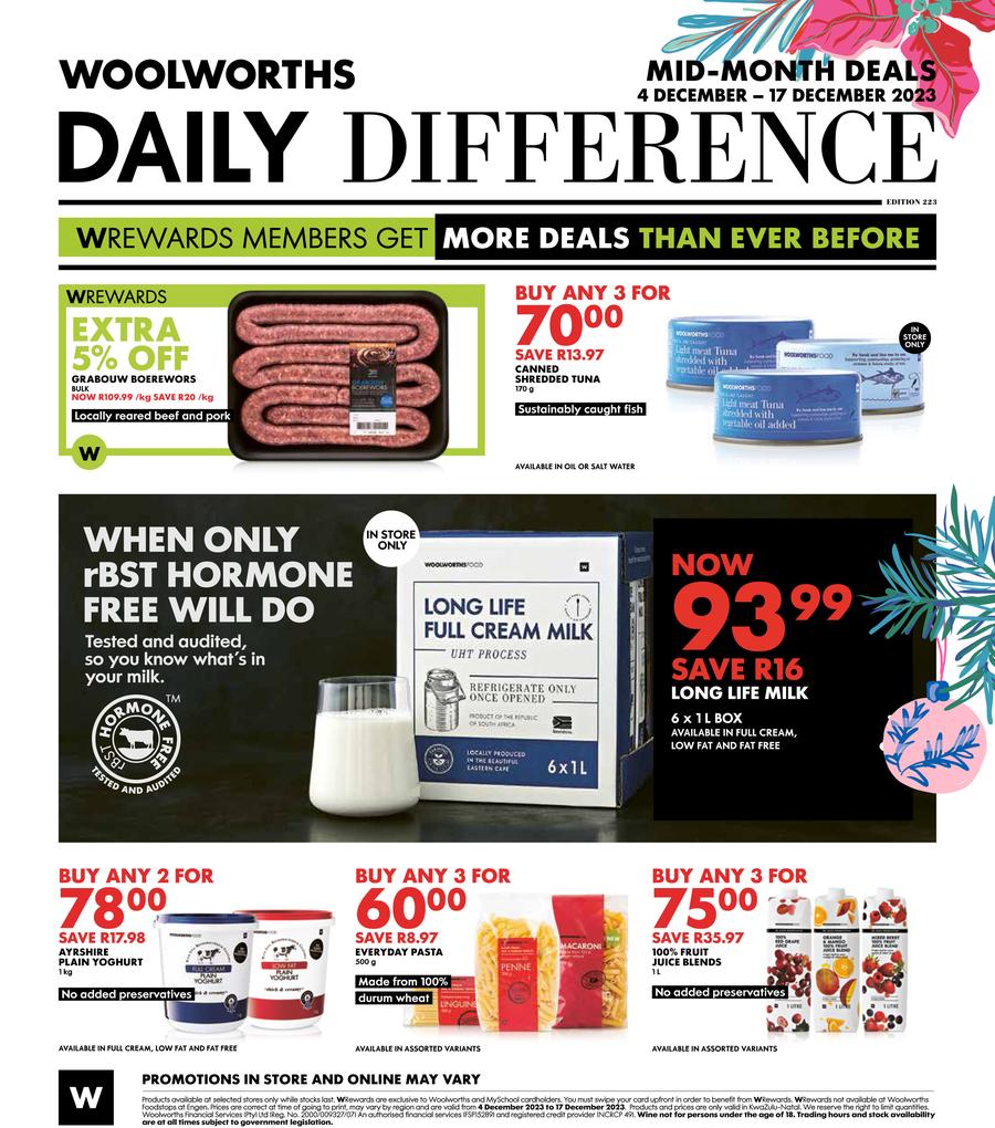 Woolworths KwaZulu-Natal : Daily Difference (04 December - 17 December ...