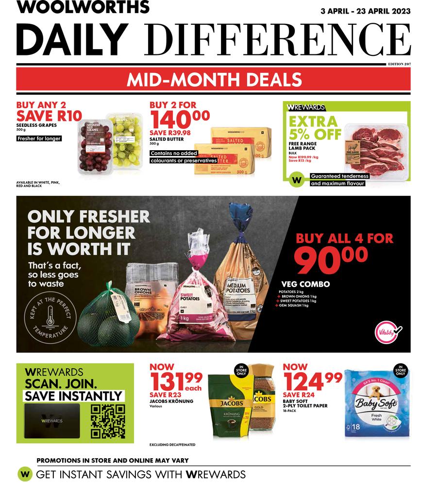 Woolworths Western & Eastern Cape : Daily Difference (03 April - 23 ...