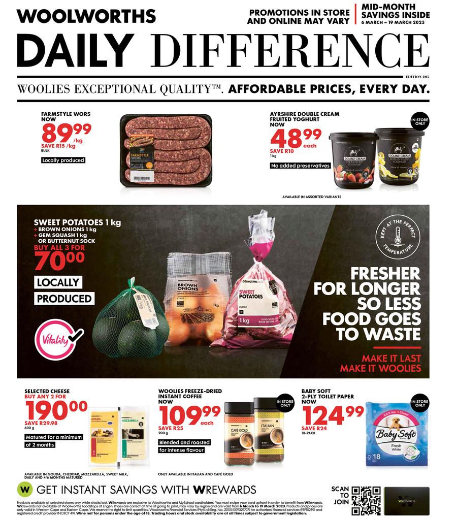 Woolworths Western Cape & Eastern Cape : Daily Difference (06 March ...