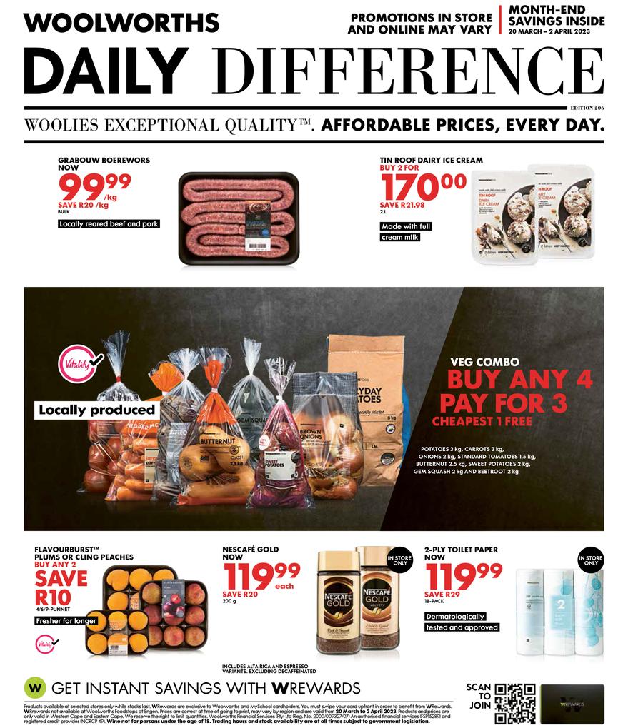 Woolworths Western Cape & Eastern Cape : Daily Difference (20 March ...