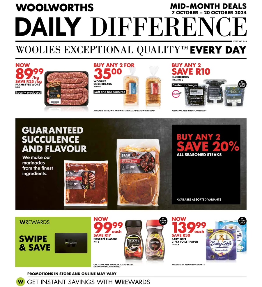 Woolworths Western Cape & Eastern Cape : Daily Difference (07 October ...