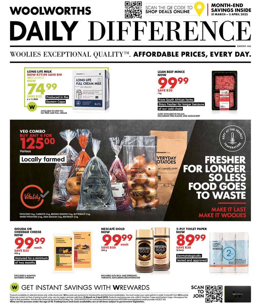Woolworths Western Cape & Eastern Cape : Daily Difference (21 March ...