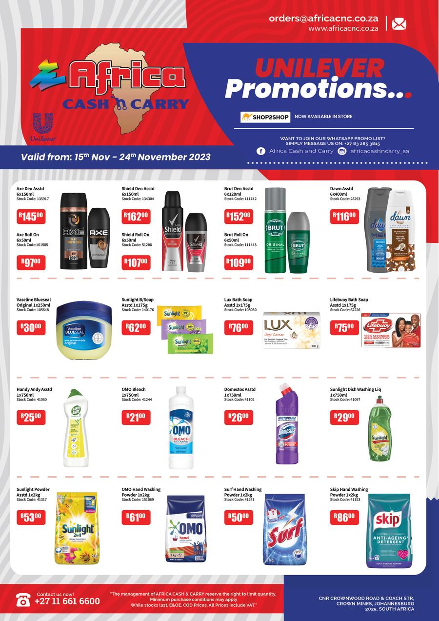 Africa Cash & Carry : Unilever Promotions (15 November - 24 November ...