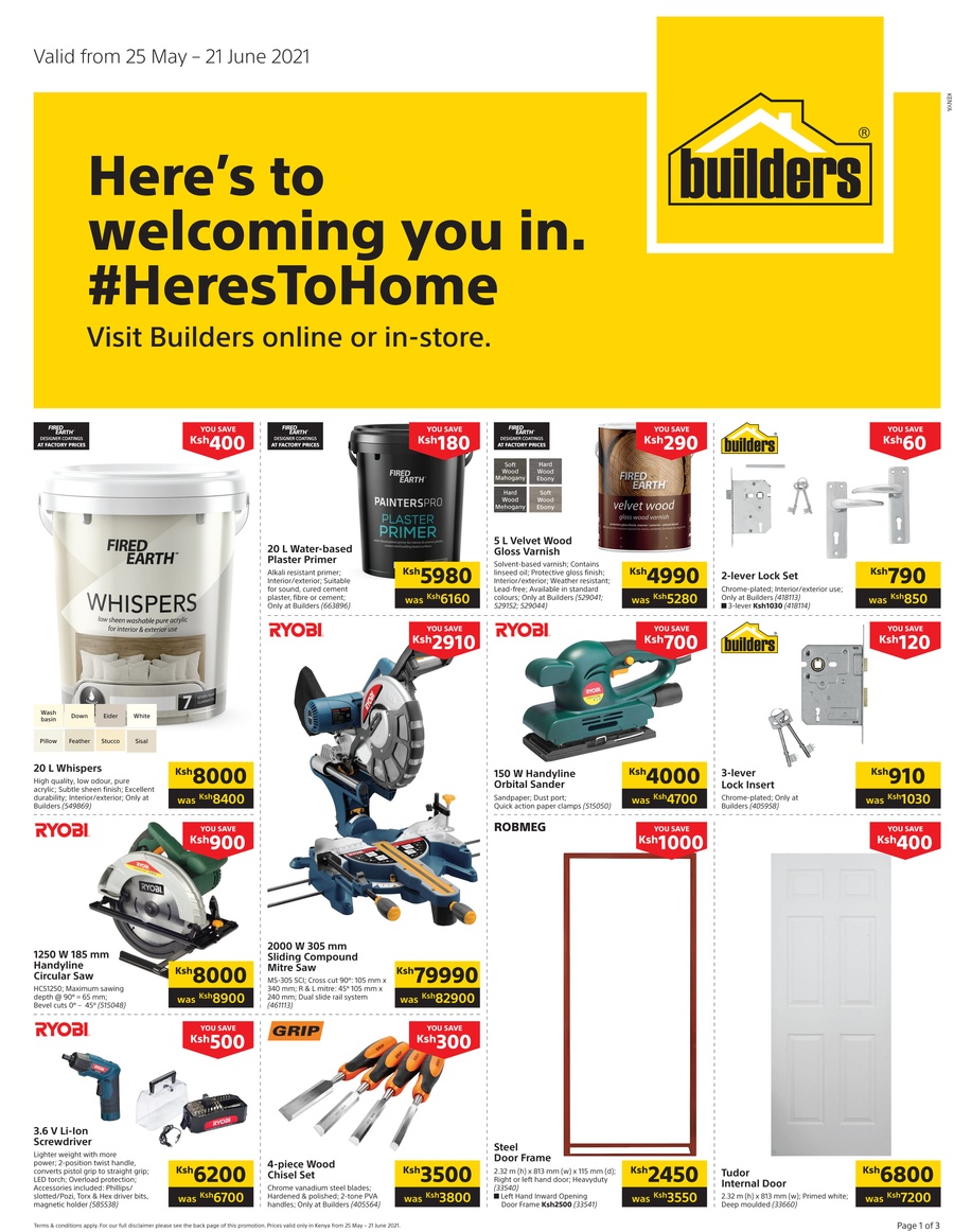 Builders Kenya : Here's To Welcoming You In (25 May - 21 June 2021) — m.guzzle.co.za