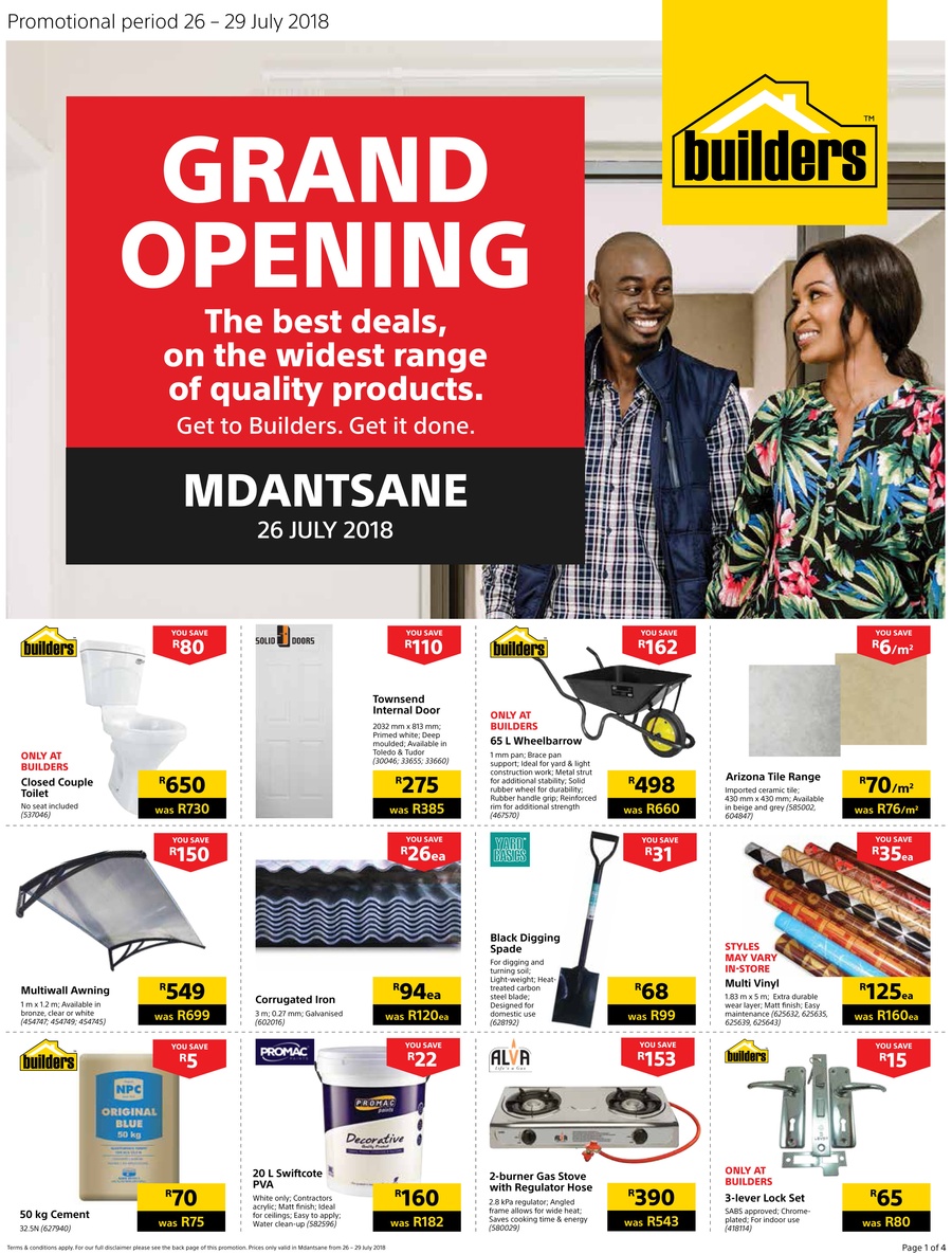 Builders Mdantsane : Grand Opening (26 July - 29 July 2018) — m.guzzle ...