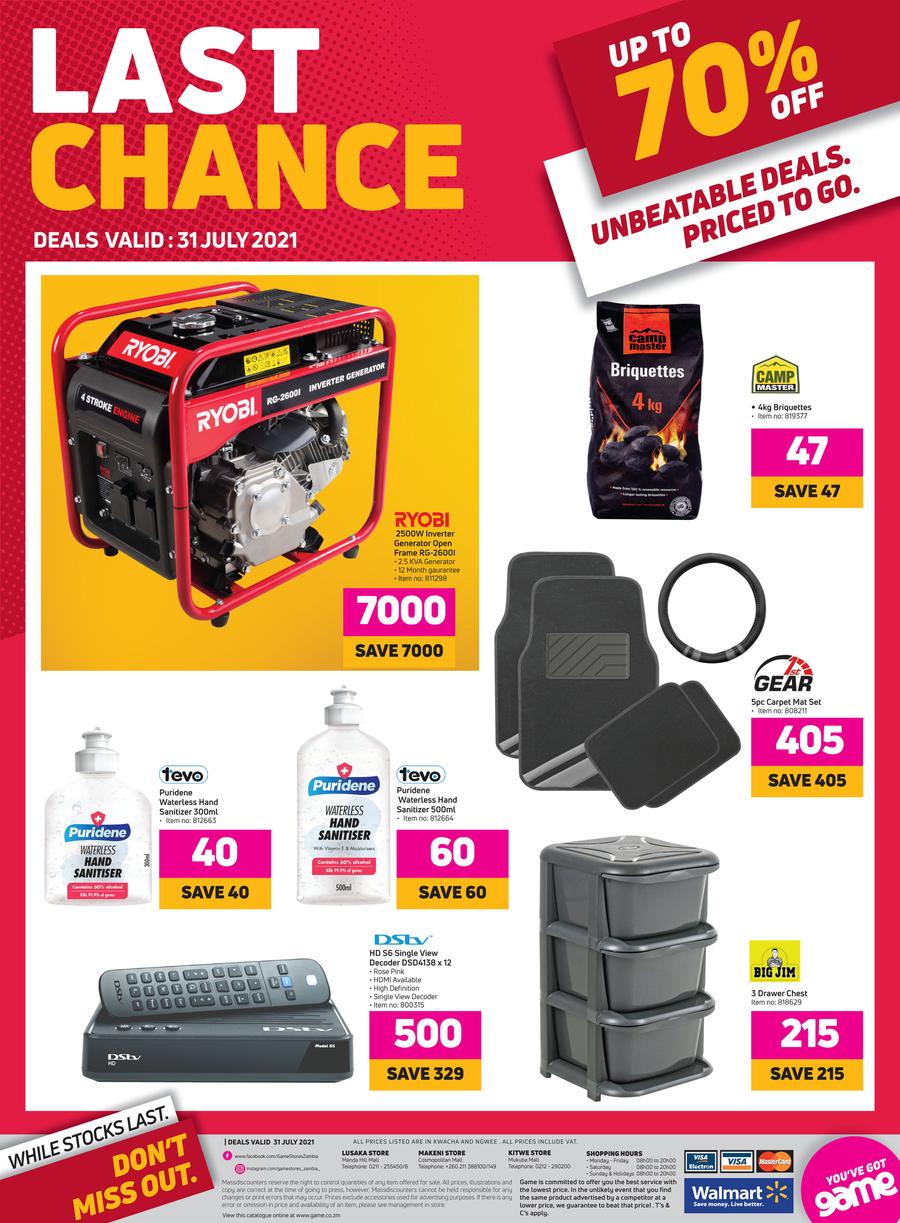 Game Zambia : Last Chance (9 July - 31 July 2021) — m.guzzle.co.za