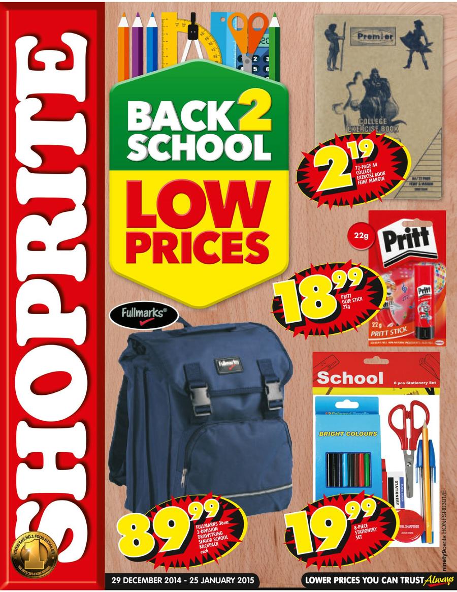 Shoprite Gauteng : Back 2 School ( 29 Dec - 25 Jan 2015 ) — m.guzzle.co.za