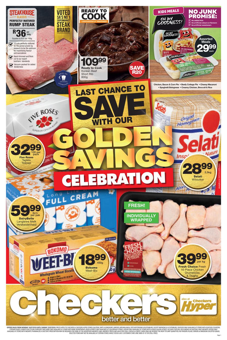 Checkers : Golden Savings (16 Jul - 22 Jul 2018) — m.guzzle.co.za