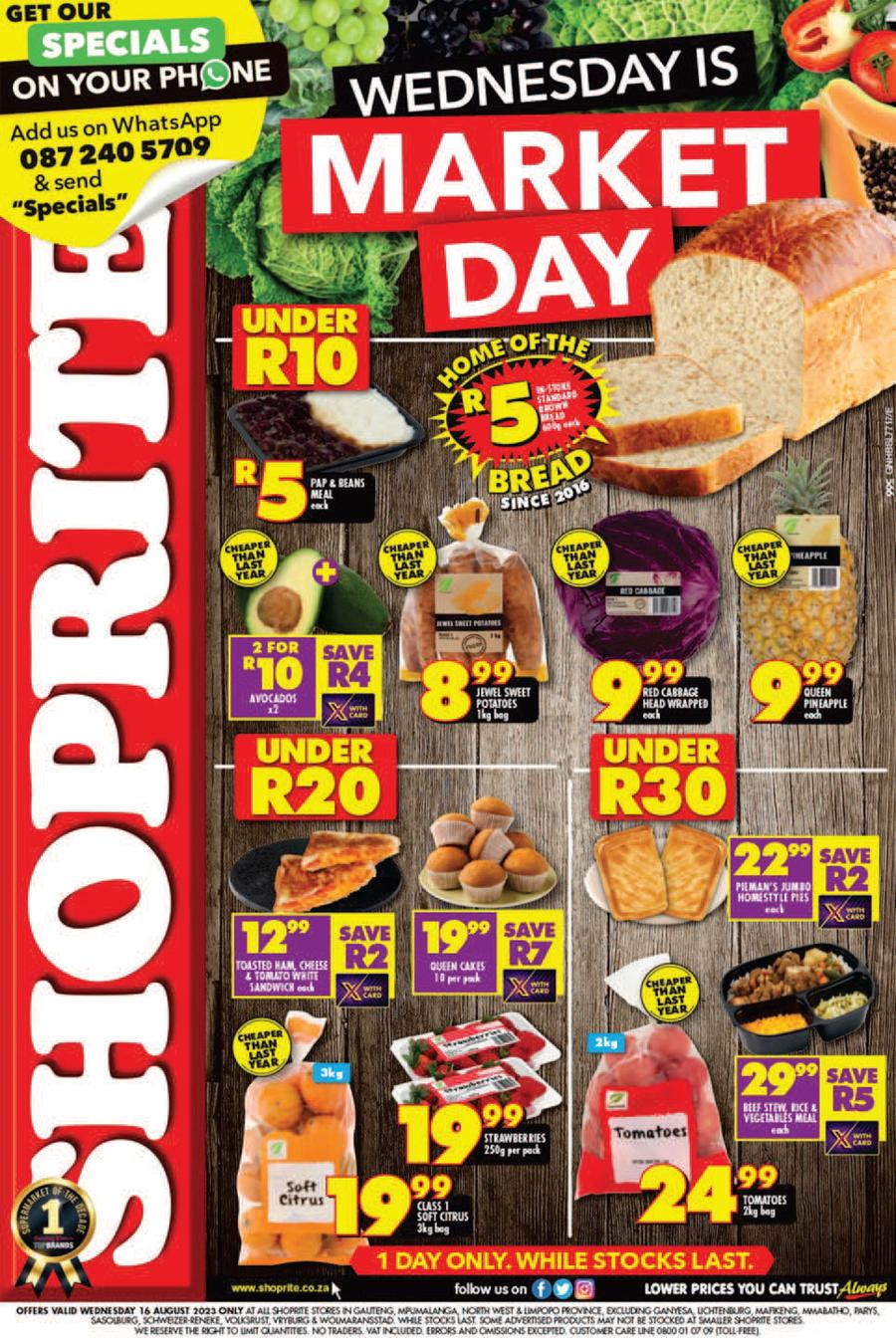 Shoprite Gauteng, Mpumalanga, North West & Limpopo : Wednesday Is Market Day (16 August 2023 ...