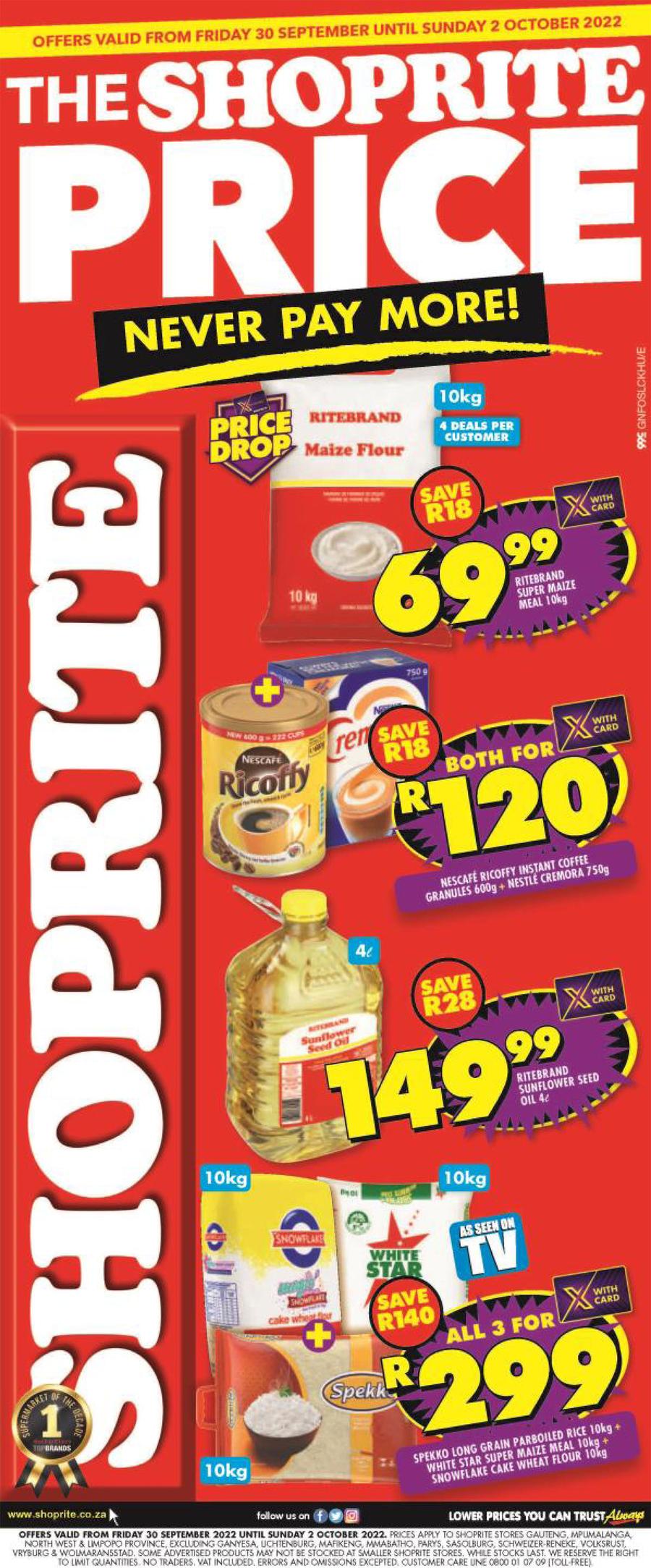 Shoprite Gauteng, Mpumalanga, North West & Limpopo : The Shoprite Price ...