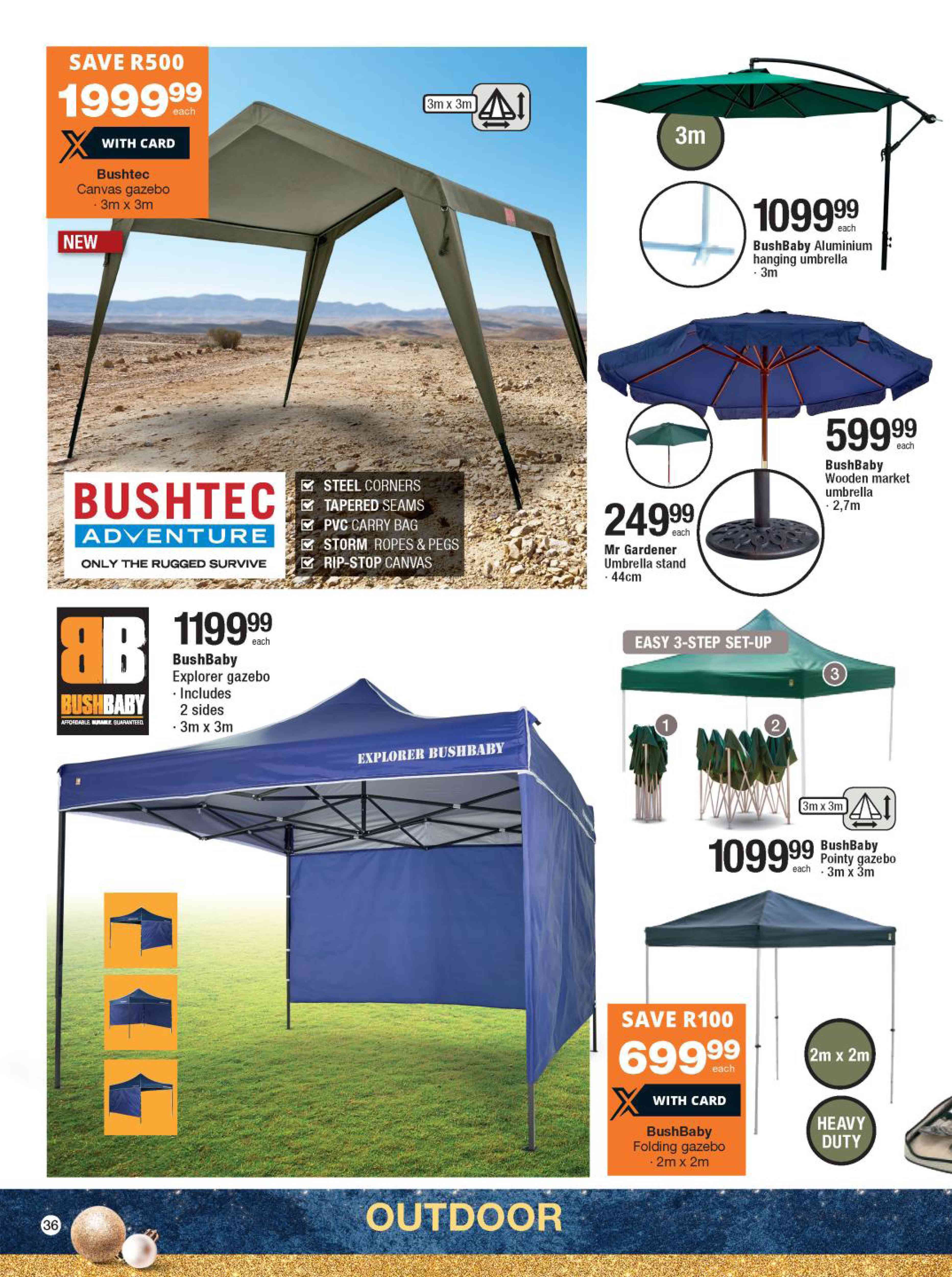 Special Bush Baby Folding gazebo 2m x 2m-Each — www.guzzle.co.za