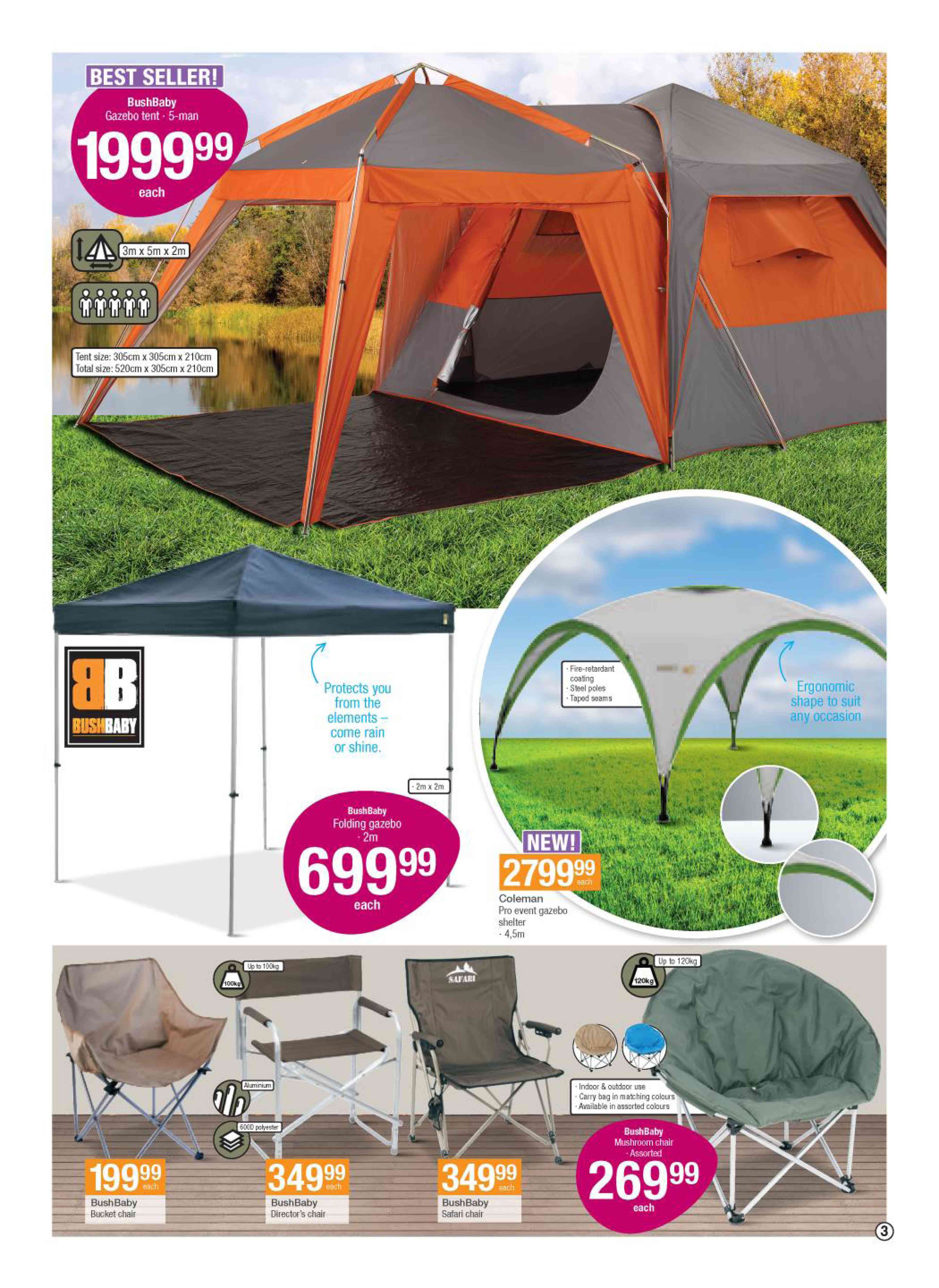 Special BushBaby Gazebo Tent (5 Man) 3mx5mx2m — www.guzzle.co.za