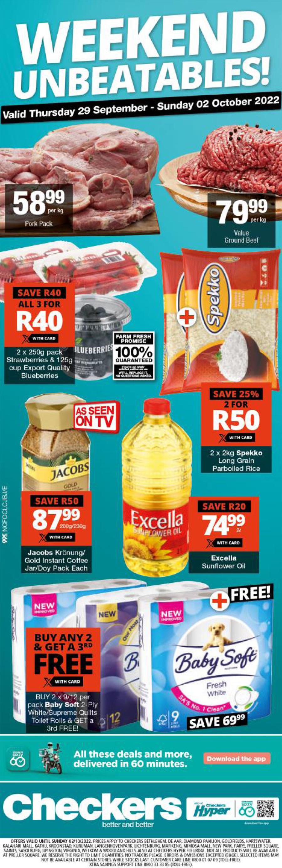 Checkers Northern Cape : Weekend Unbeatables (29 September - 2 October ...