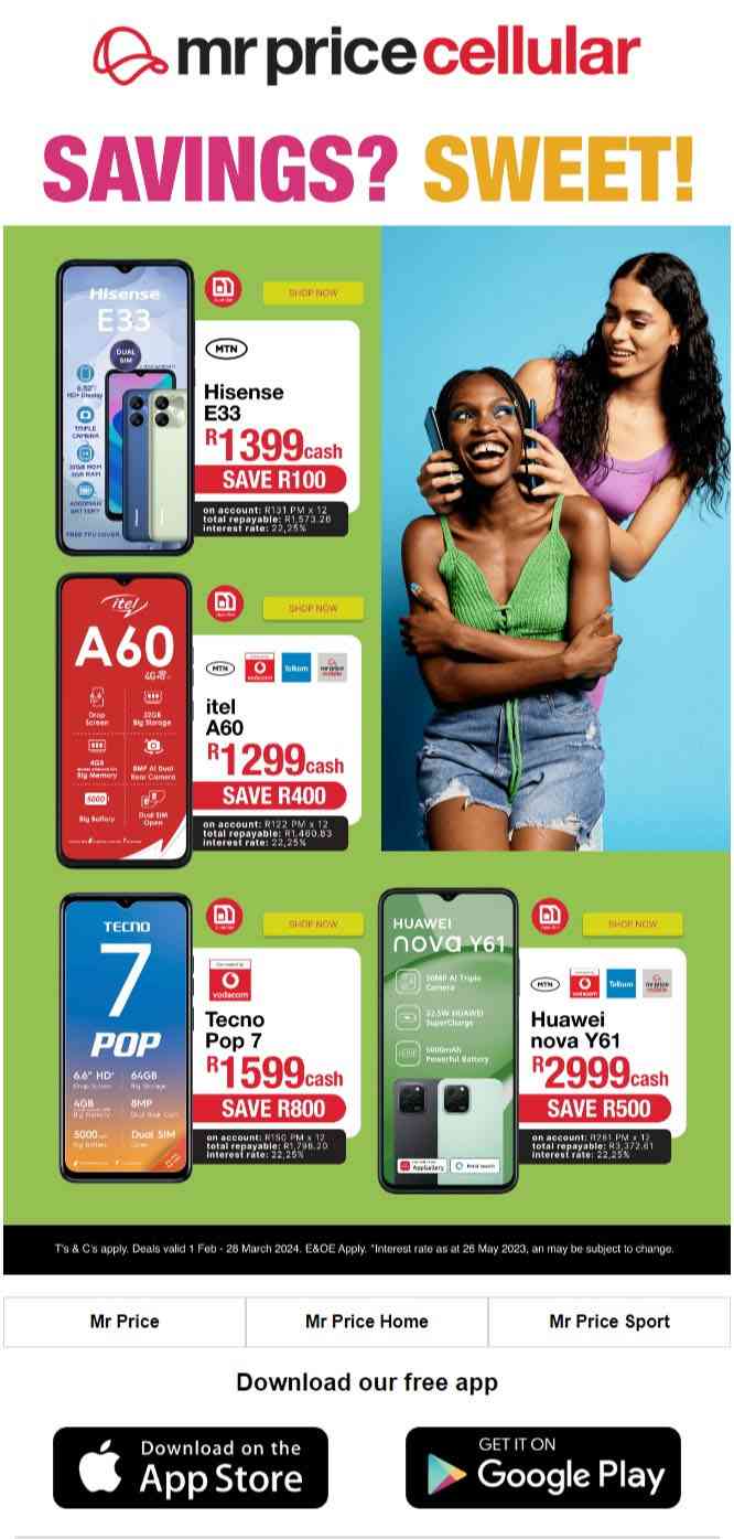 Mr Price Cellular : Sweet Savings (01 February - 28 March 2024) — www.guzzle.co.za