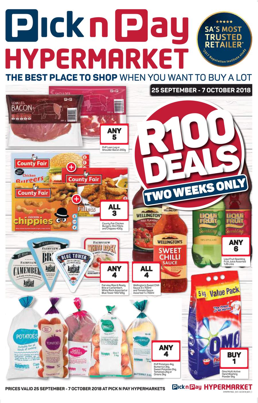 Pick n Pay Hyper : R100 Deals (25 Sep - 07 Oct 2018) — m.guzzle.co.za