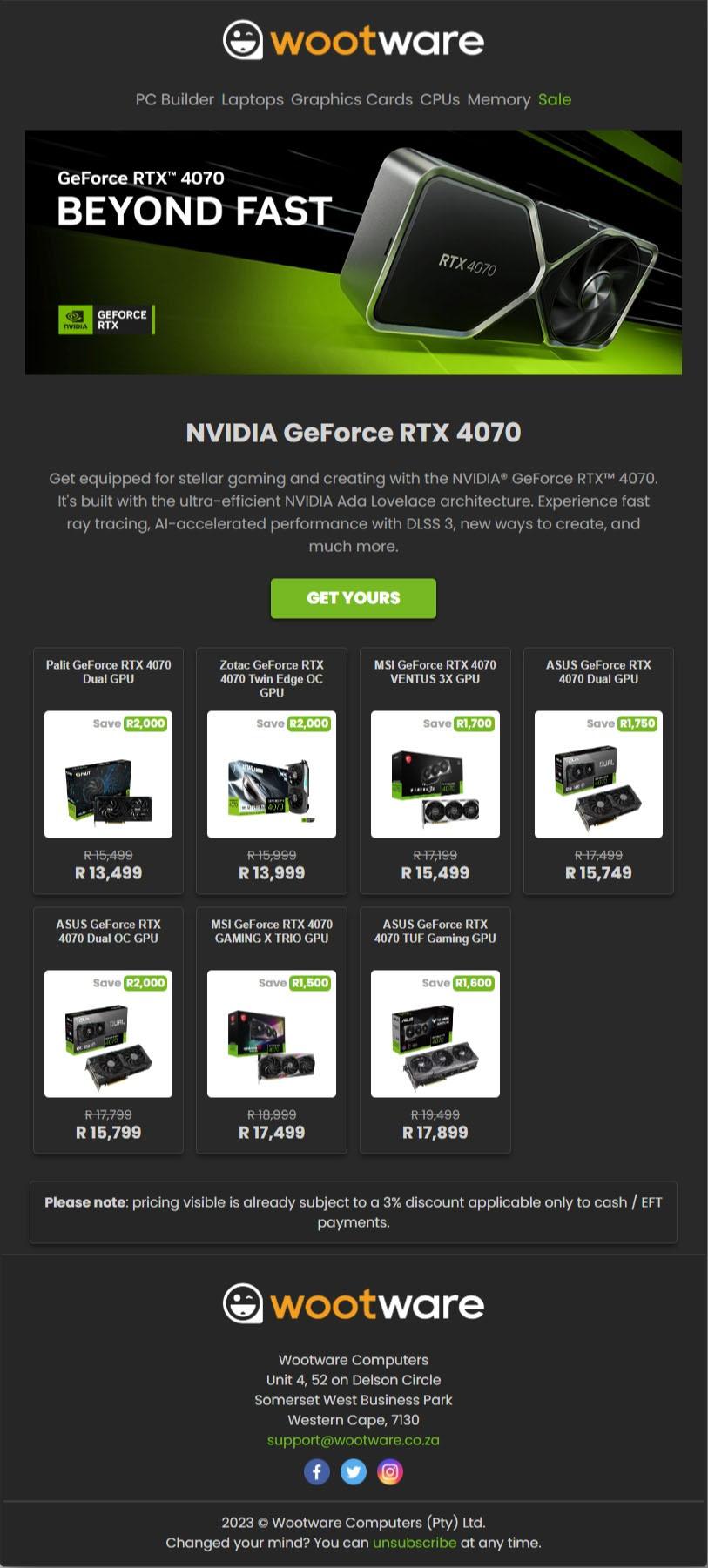 Wootware : GeForce RTX 4070 Beyond Fast (Request Valid Date From ...