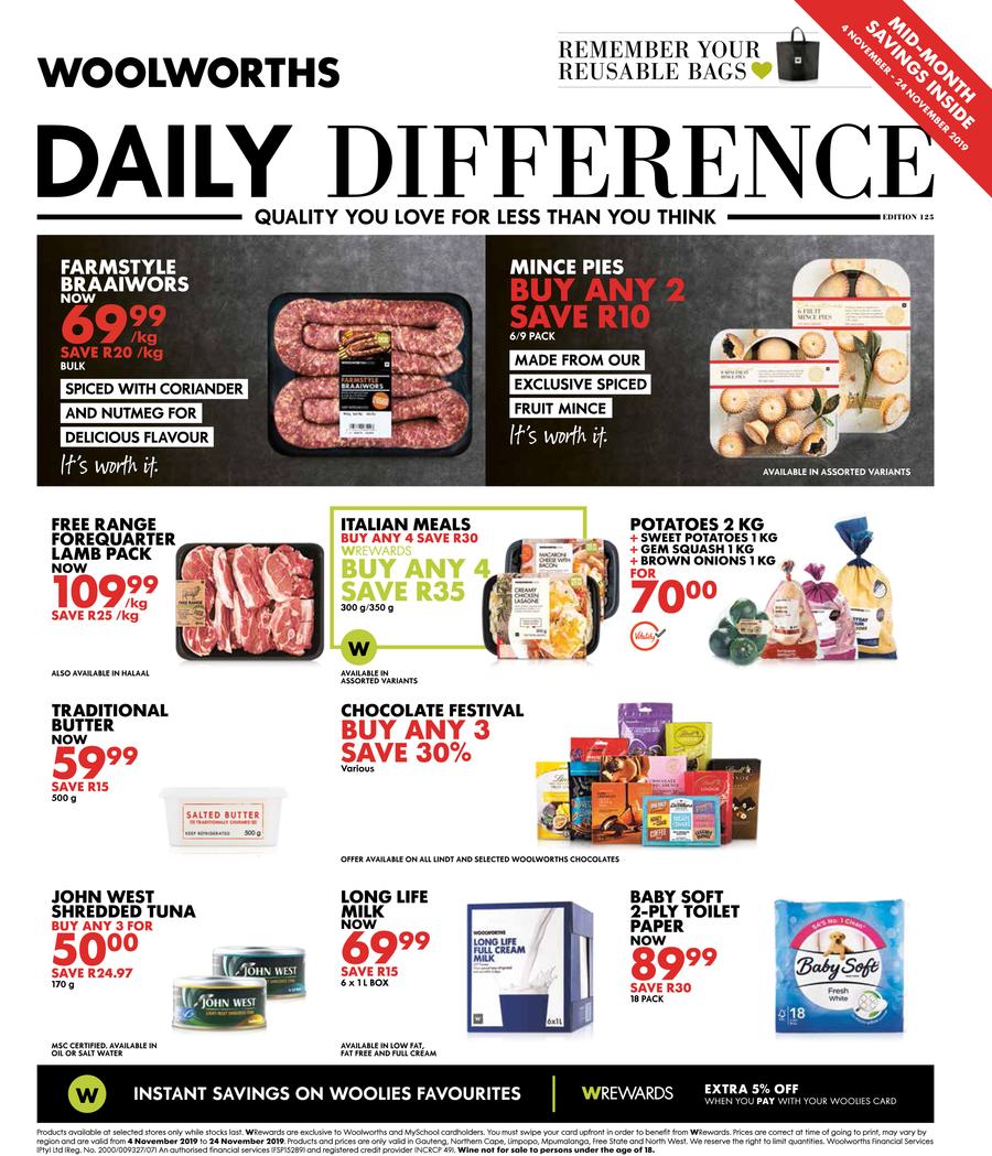 Woolworths Gauteng : Daily Difference (04 Nov - 24 Nov 2019) — m.guzzle ...