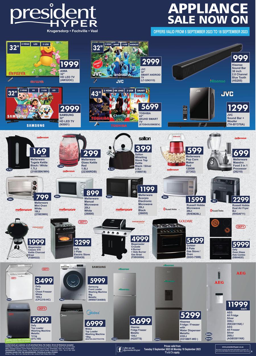 President Hyper : Appliances (05 September - 18 September 2023) — m ...