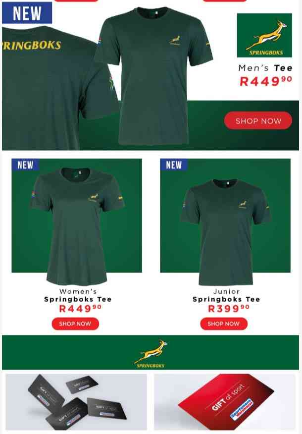 Sportsmans Warehouse : Springbok Supporters Gear (Request Valid Date ...