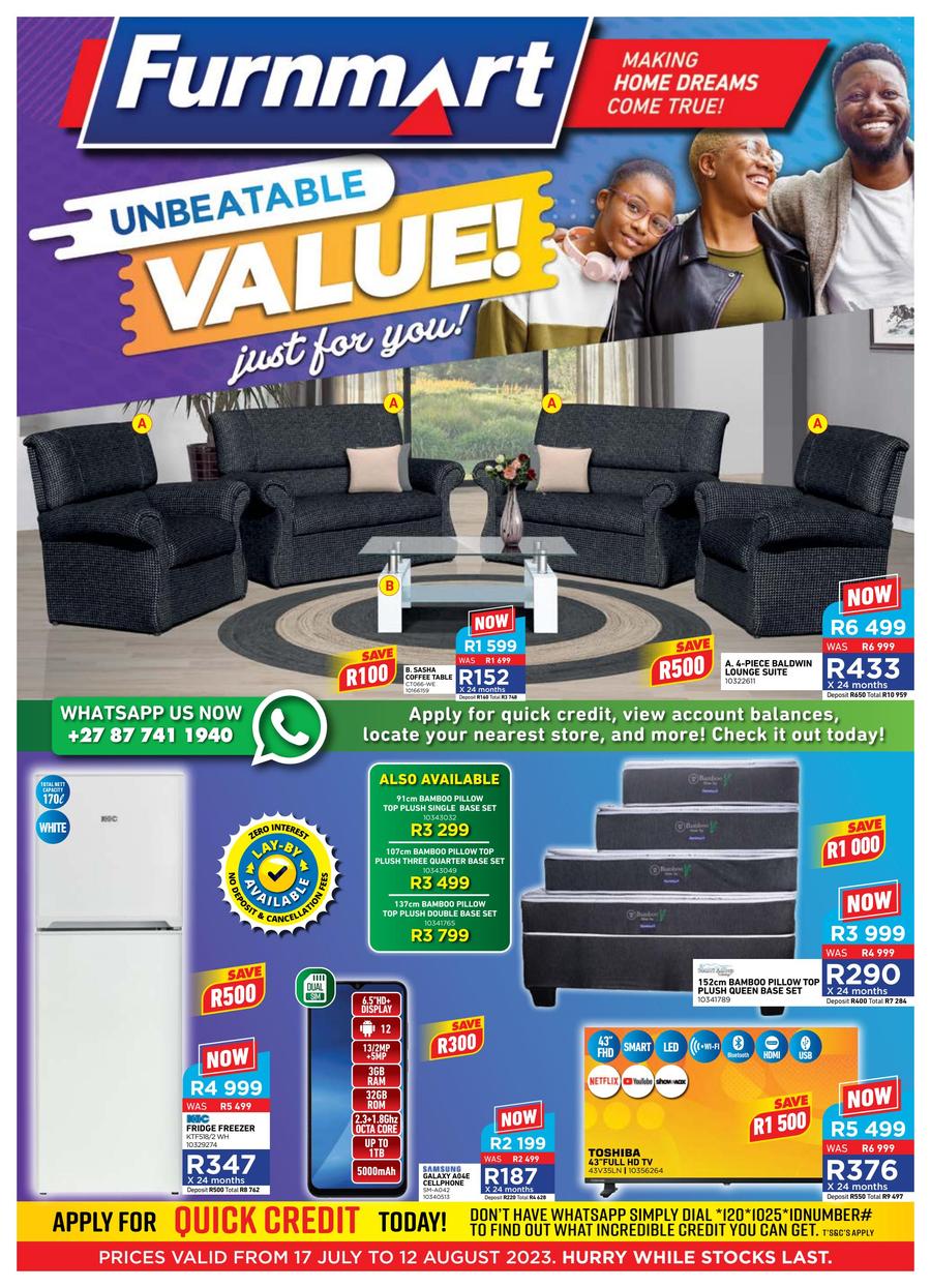 Furnmart : Unbeatable Values! (17 July - 12 August 2023) — m.guzzle.co.za