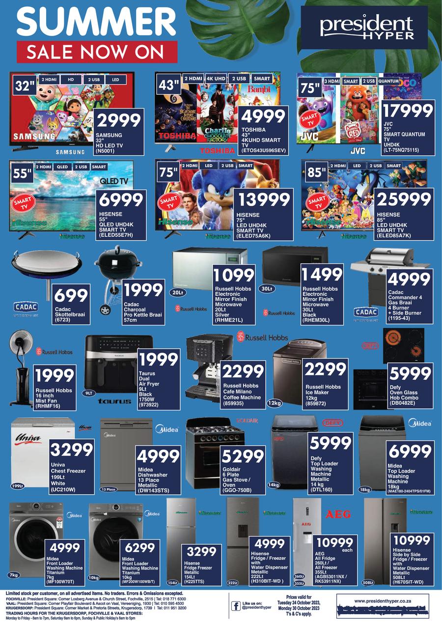 President Hyper : Summer Sale Appliances (24 October - 30 October 2023 ...