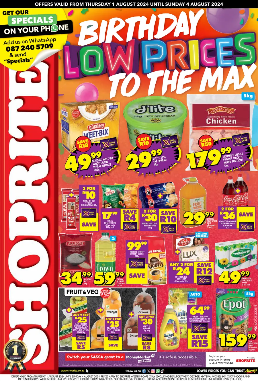 Shoprite Western Cape : Birthday Low Prices To The Max (1 August - 4 ...