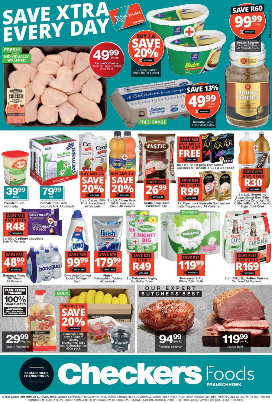 Checkers Franschhoek : Save Xtra Everyday (17 October - 23 October 2022 ...