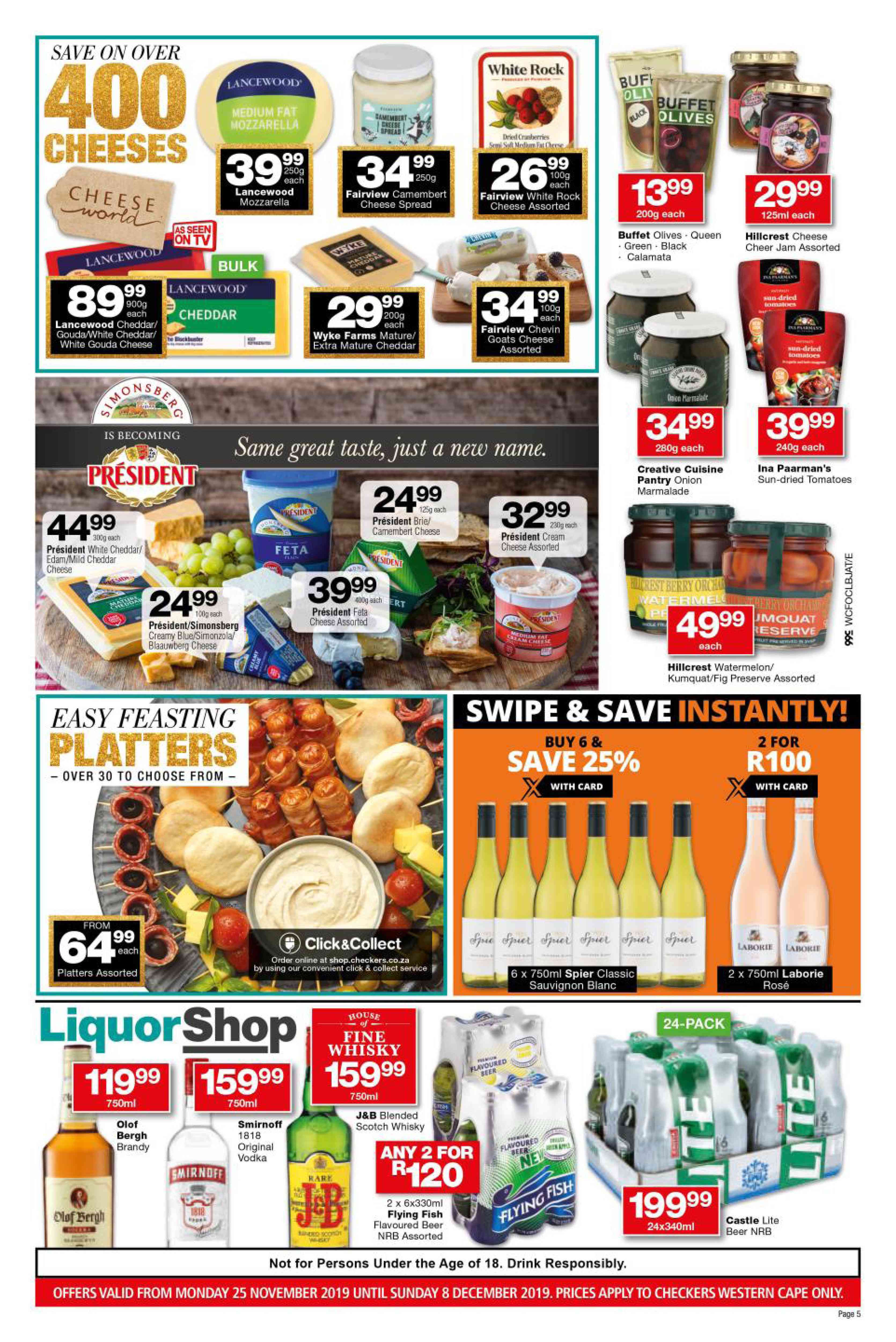 Special President/ Simonsberg Creamy Blue/ Simonzola/ Blaauwberg Cheese ...