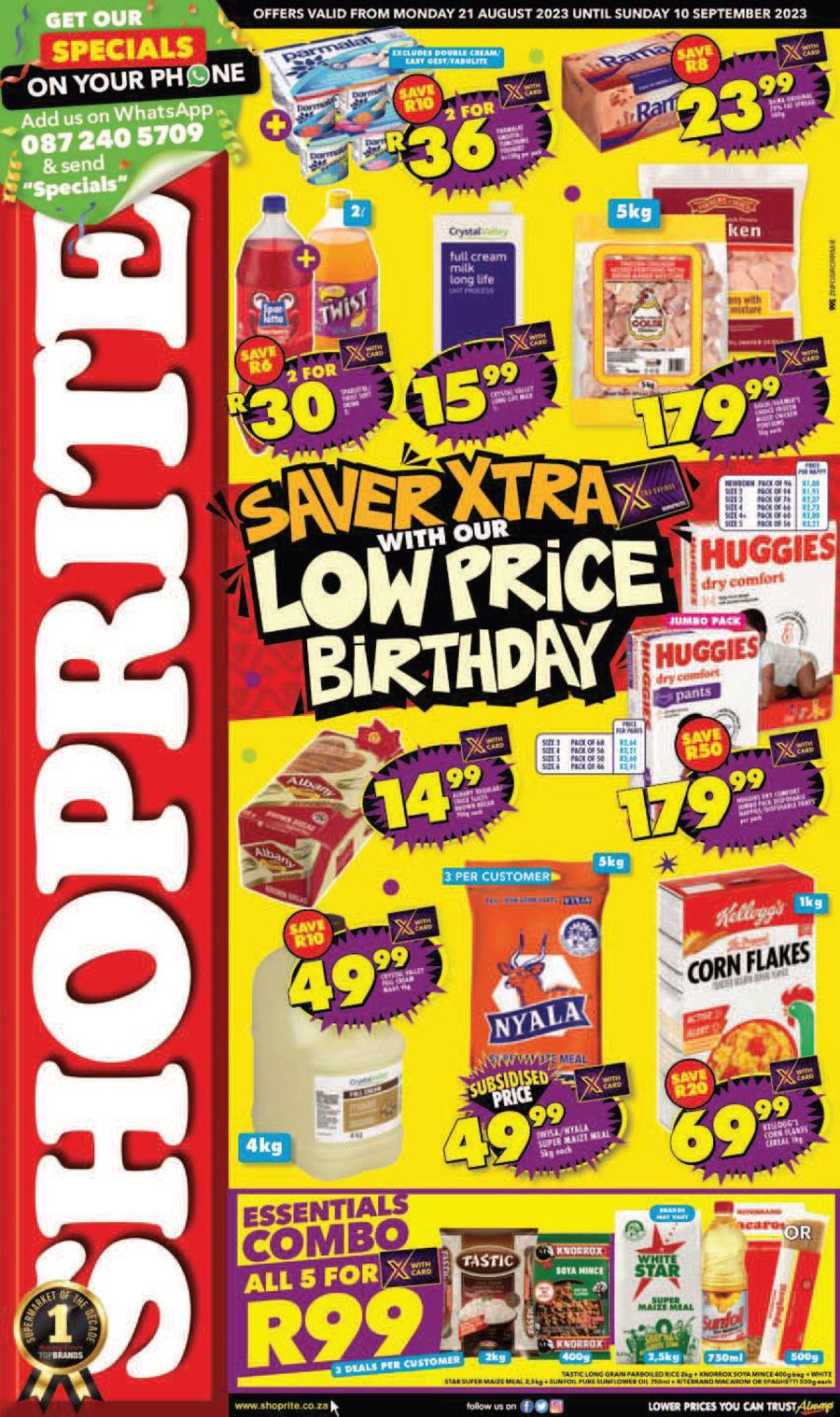 Shoprite KwaZulu-Natal : Save Xtra With Our Low Price Birthday (21 August - 10 September 2023 ...