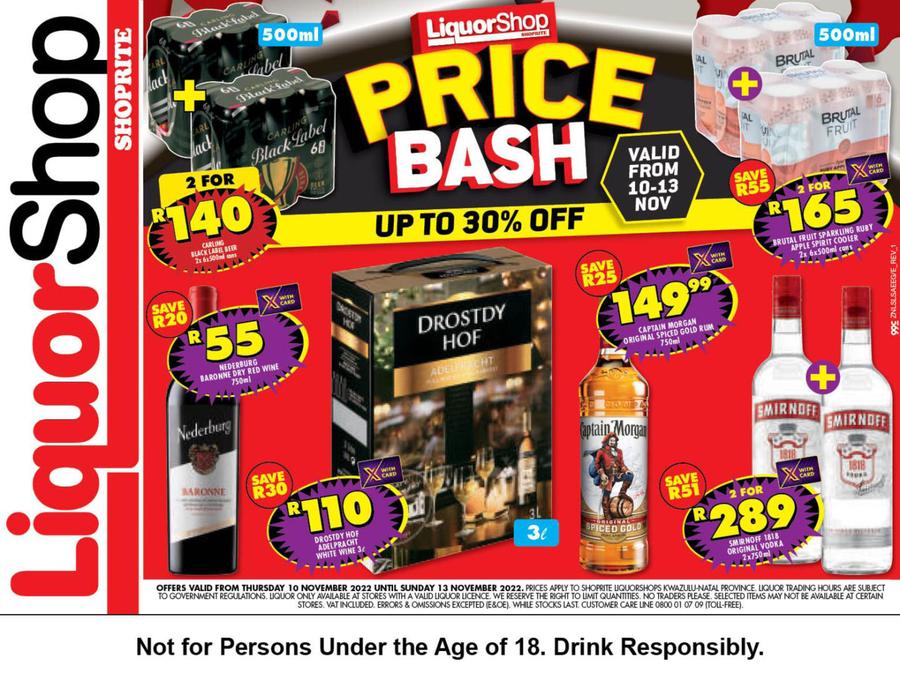Shoprite Liquor KwaZulu Natal Price Bash 10 November 13 November